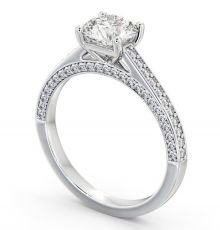 Round Diamond Engagement Ring 9K White Gold Solitaire With Side Stones ...