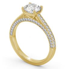 Round Diamond Engagement Ring 9K Yellow Gold Solitaire With Side Stones ...