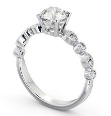 Vintage Style Engagement Ring 18K White Gold Solitaire With Side Stones ...