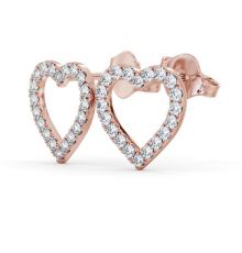 Heart Design Round Diamond Earrings 18K Rose Gold - Tiliana | Angelic ...
