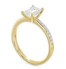 Emerald Diamond Ring 18K Yellow Gold Solitaire Side Stones - Taplone ...