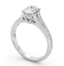 Oval Diamond Engagement Ring 18K White Gold Solitaire With Side Stones ...