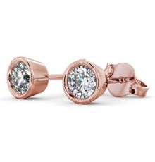 Round Diamond Bezel Stud Earrings 18K Rose Gold - Orrell | Angelic Diamonds