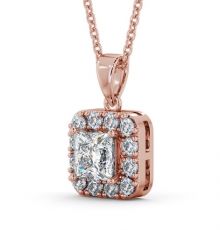 Halo Princess Diamond Pendant 9K Rose Gold - Atley | Angelic Diamonds