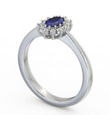 Cluster Blue Sapphire And Diamond 0.52ct Ring 9K White Gold - Louvel ...