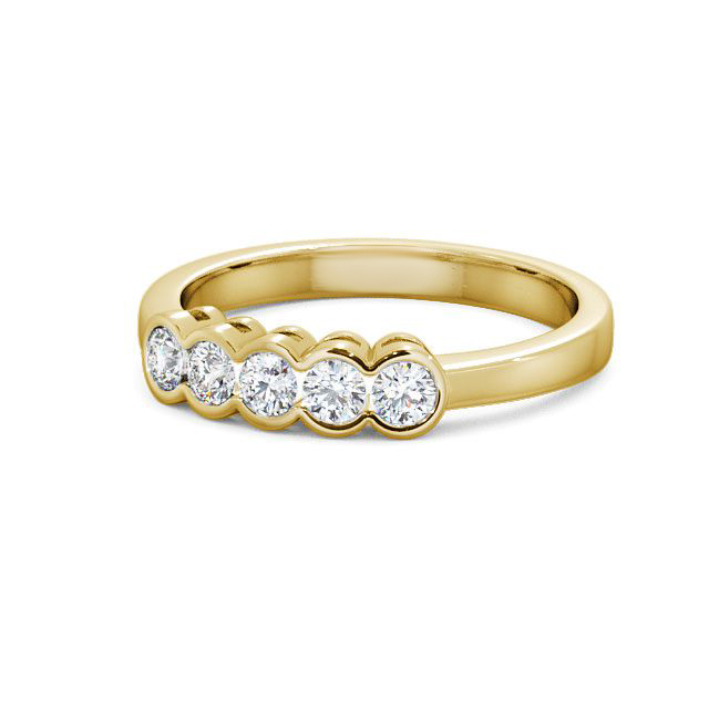 Five Stone Round Diamond Ring 18K Yellow Gold - Rowley | Angelic Diamonds